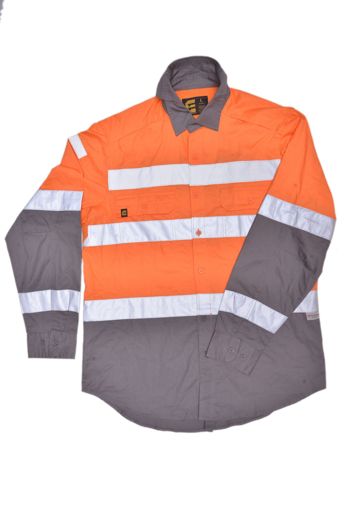 Hi Vis 3M safety Shirt full cotton long sleeve Safety Reflective Shirt ...
